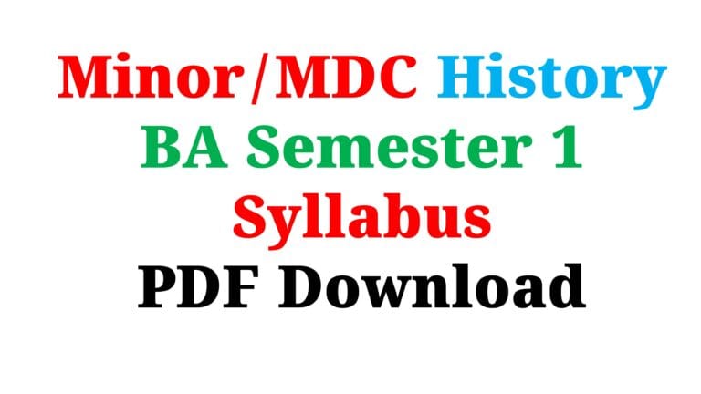 Minor/MDC History BA Semester 1 Syllabus PDF Download - Ba Online Classes